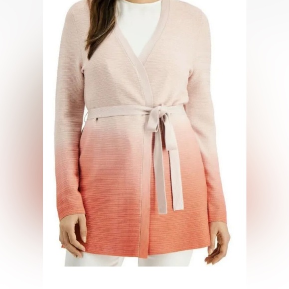 JM Collection | Sweaters | Jm Collection Petite Dip Dyed Tie Front ...